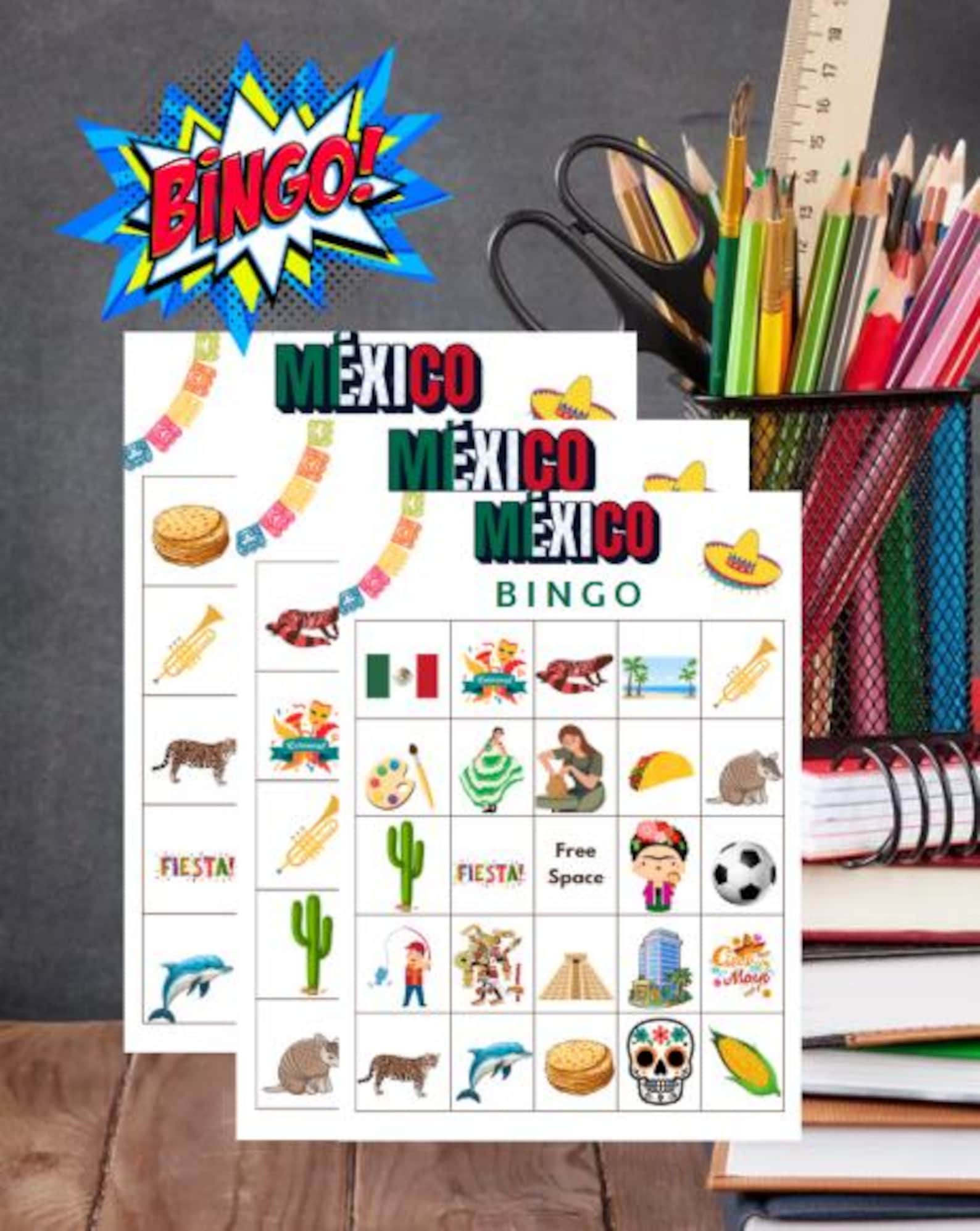 Mexico Bingo Game Printable Mexican Party Game Cultural Family Activity ...