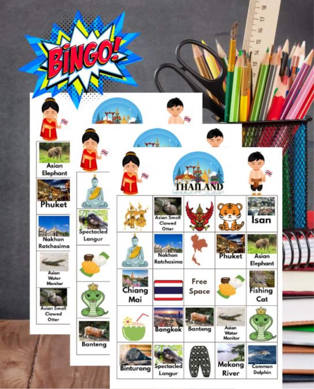 Thailand Educational Bingo Game Classroom Activity for Schools and ...