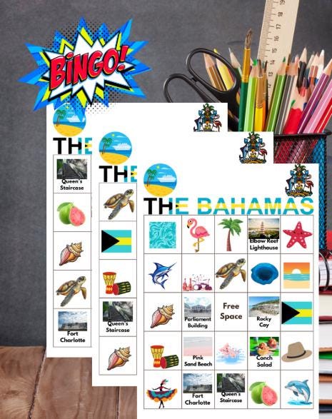 The Bahamas Bingo Game Printable Caribbean Bingo Party Game for Kids ...