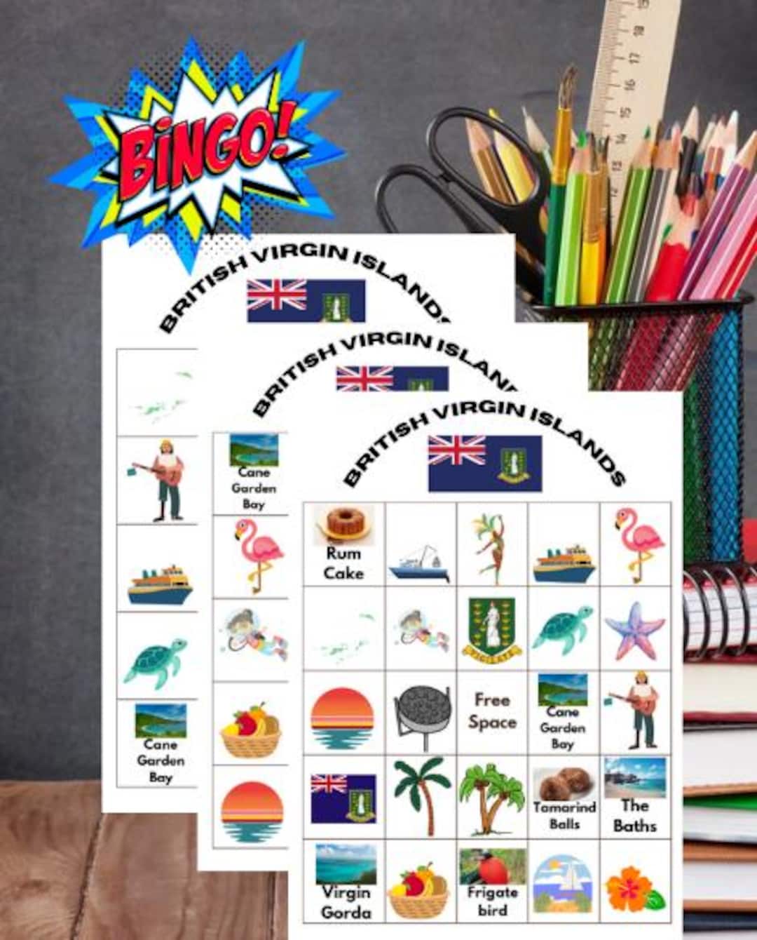 British Virgin Islands Bingo Game Printable Caribbean Bingo Party Game ...
