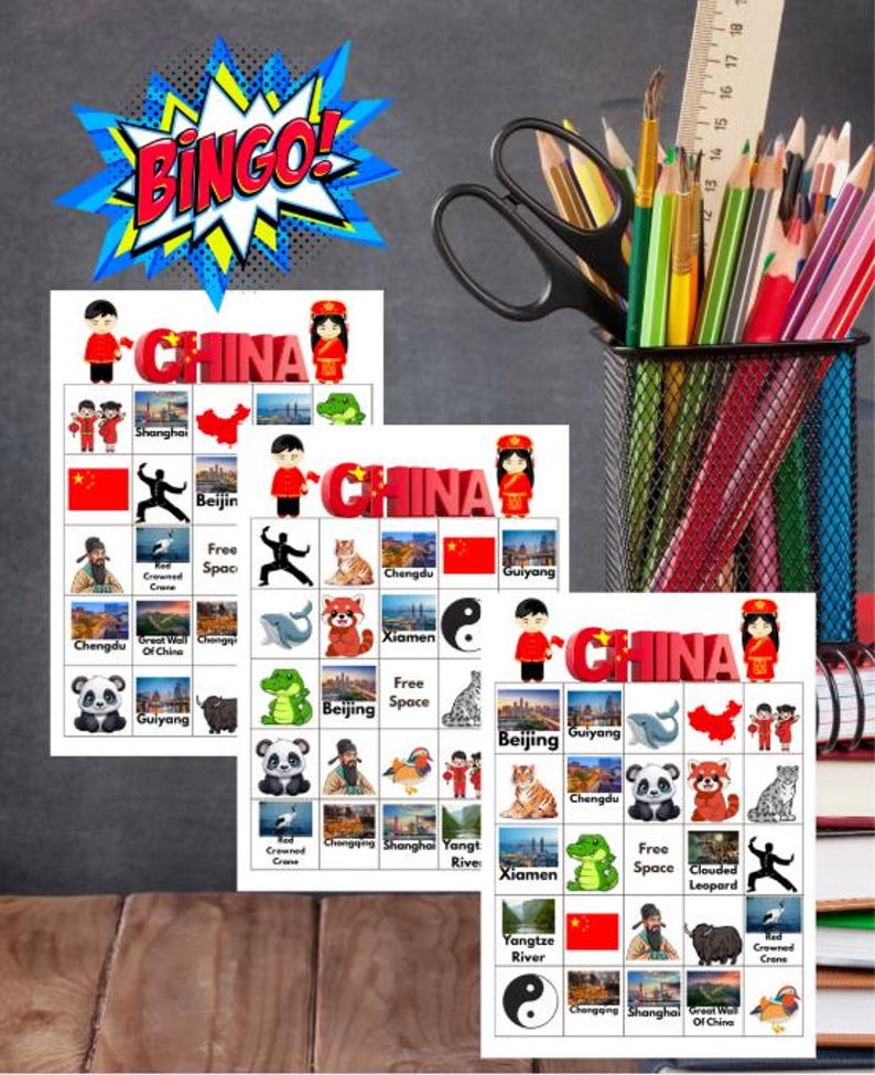 China Bingo Game Chinese Culture Printable Activity for Kids Classroom ...