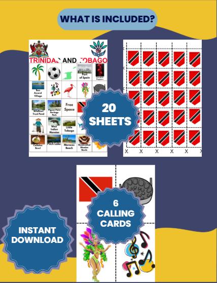 Trinidad and Tobago Bingo Game Printable Caribbean Bingo Party Game for ...