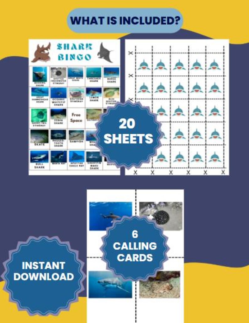 Shark Bingo Game Printable Ocean Animal Party Game for Kids Shark ...