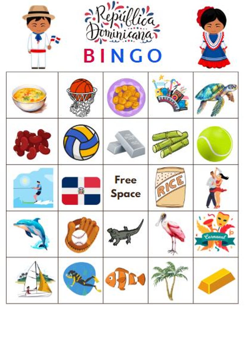 Dominican Republic Bingo Game Printable Spanish Activity Hispanic ...