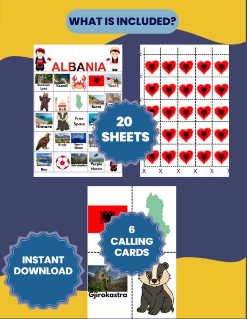 Printable Albania Bingo Game for Kids Educational Geography Activity ...