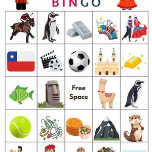Chile Bingo Game Printable Spanish Activity Hispanic Heritage Classroom ...