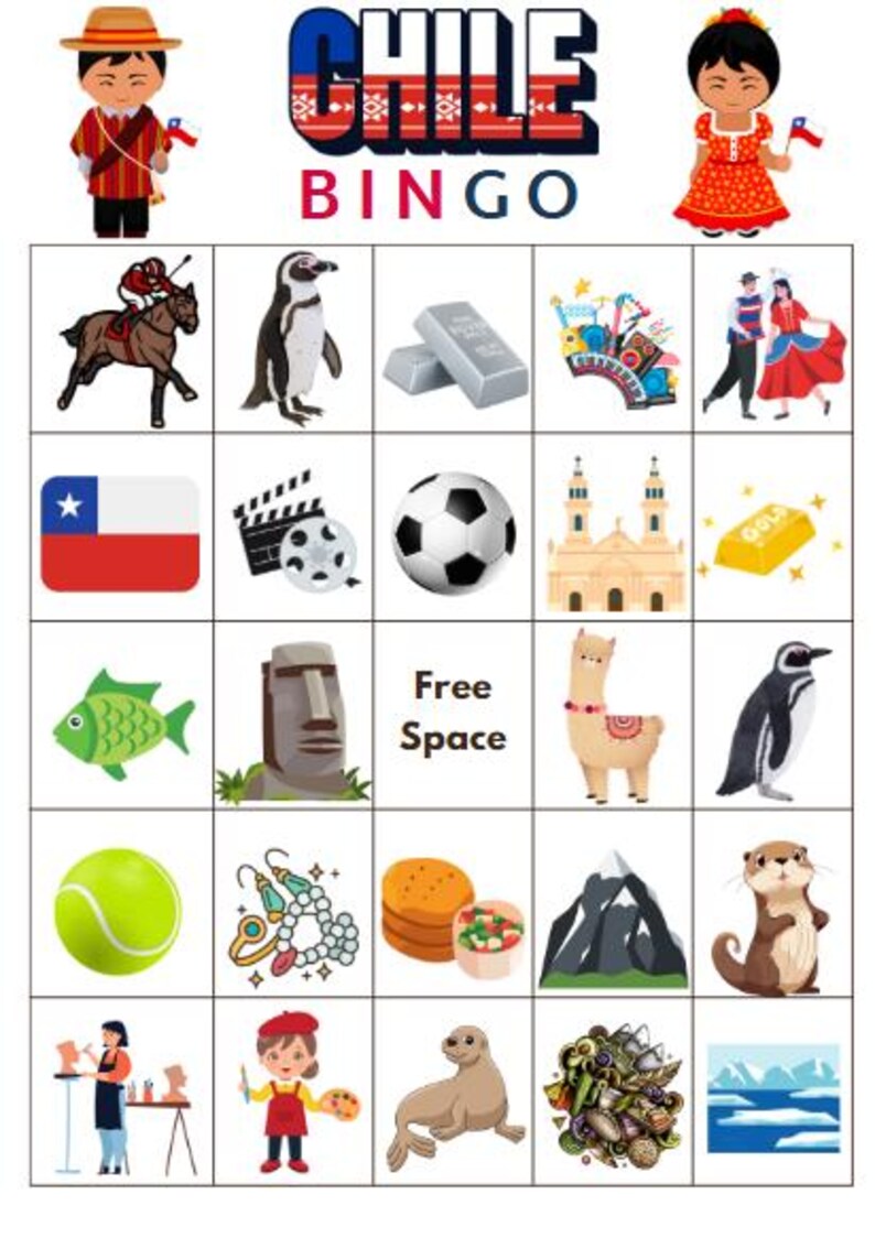 Chile Bingo Game Printable Spanish Activity Hispanic Heritage Classroom ...
