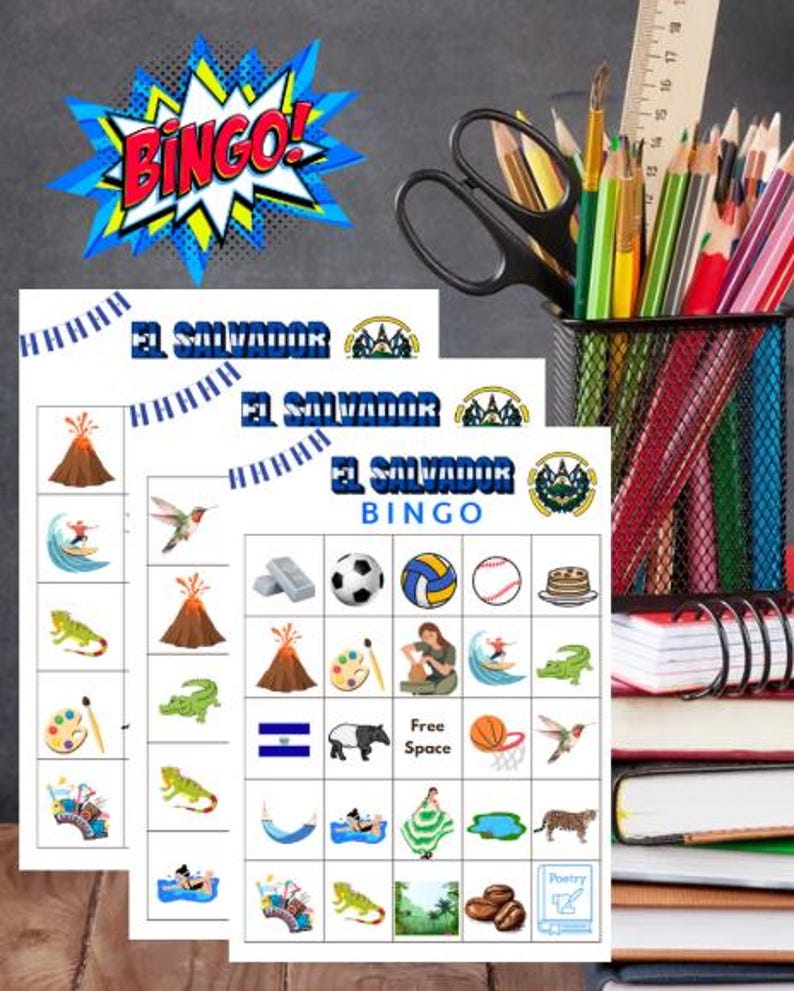 El Salvador Bingo Game Printable Salvadoran Party Game Family Activity ...