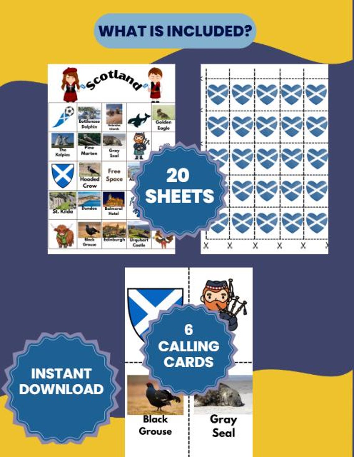 Scotland Bingo Game for Kids Castles Highlands and Culture for ...