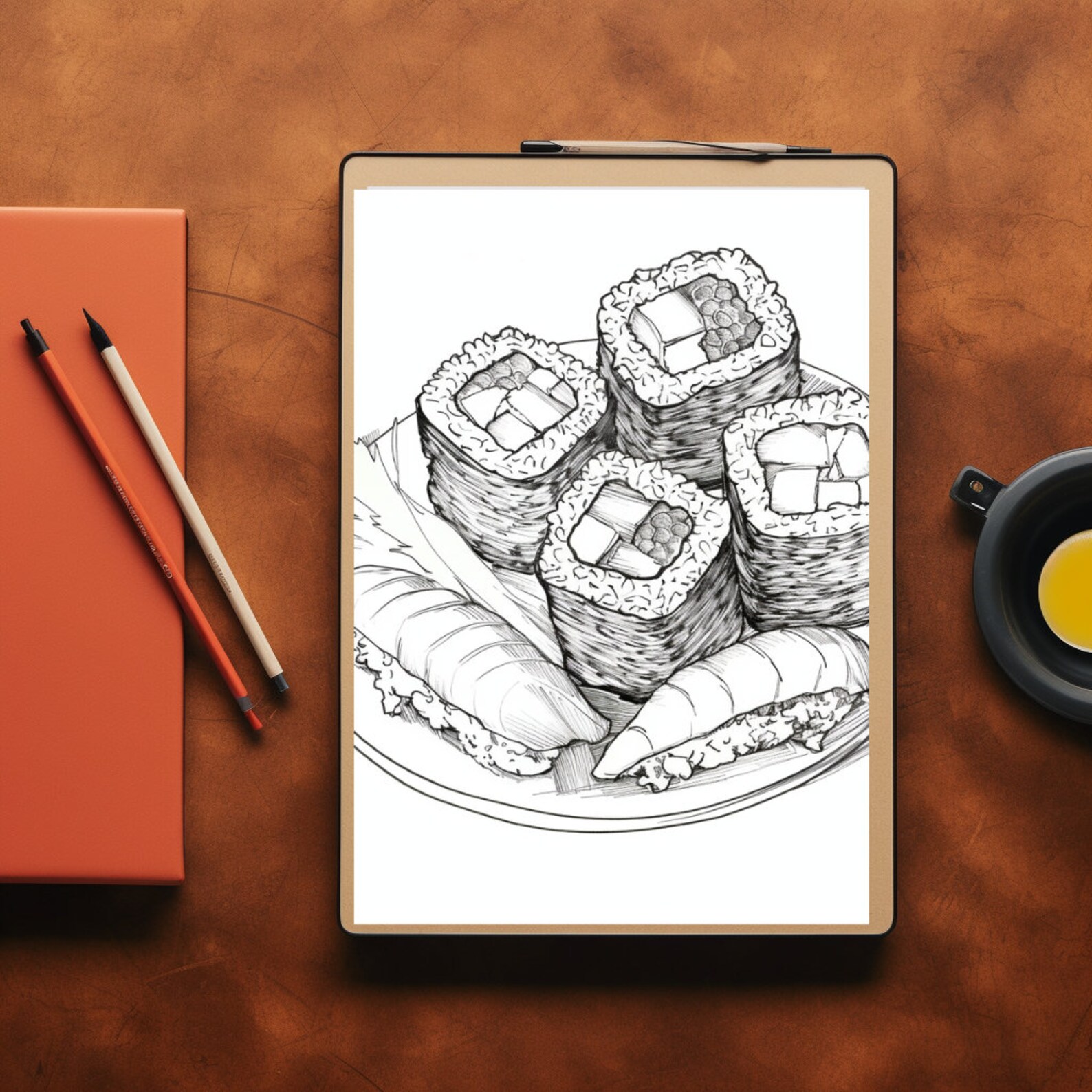 Japanese Sushi Food 16 Coloring Pages, Anime Coloring Page, Adults Kids ...