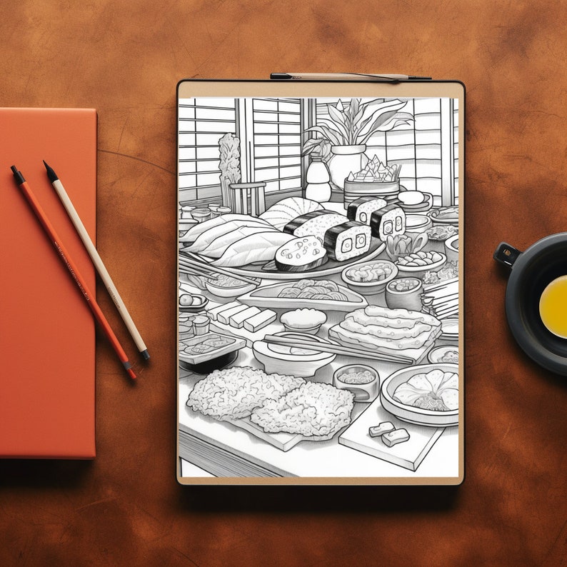 Japanese Sushi Food 16 Coloring Pages, Anime Coloring Page, Adults Kids ...