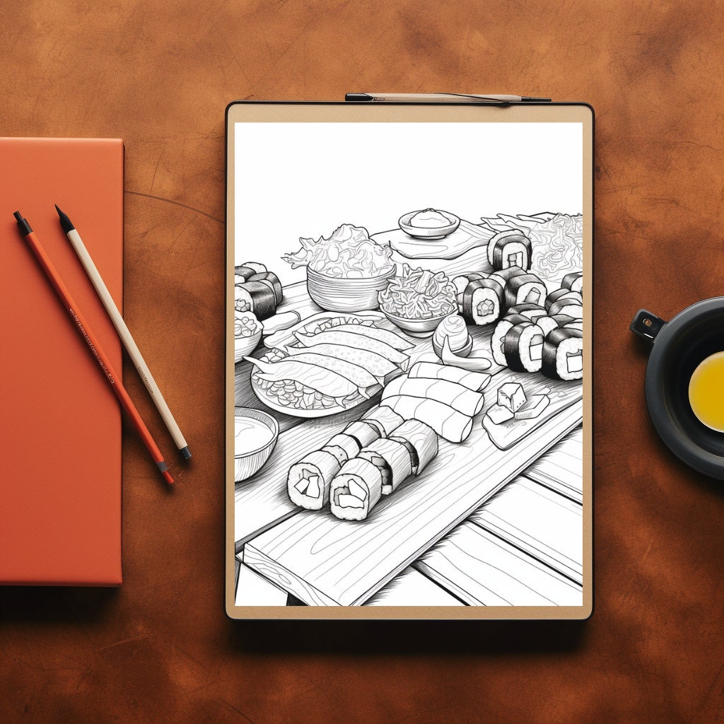 Japanese Sushi Food 16 Coloring Pages Anime Coloring Page - Etsy