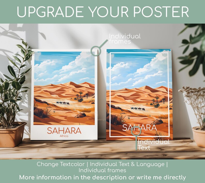 Sahara Poster, Sahara Wall Art, African Desert Caravan, Sahara Travel ...