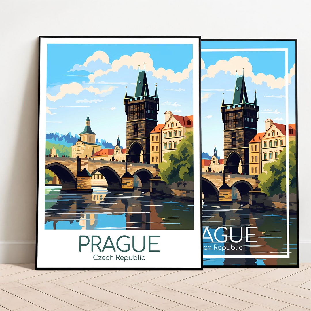 Prague Travel Poster Prague Poster Wall Art Czech Republic Vintage ...