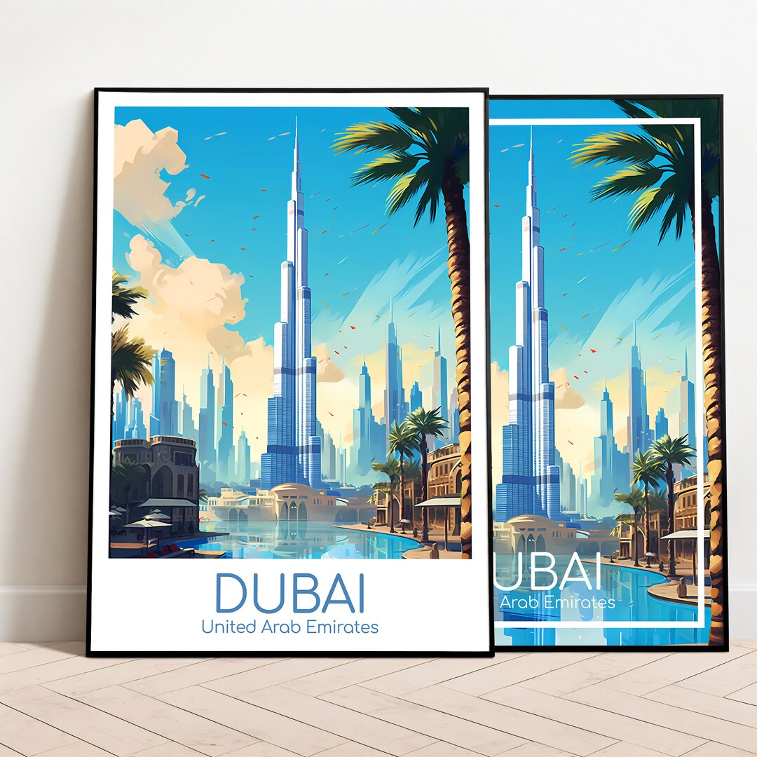 Dubai Travel Poster Dubai Poster Wall Art United Arab Emirates Vintage ...