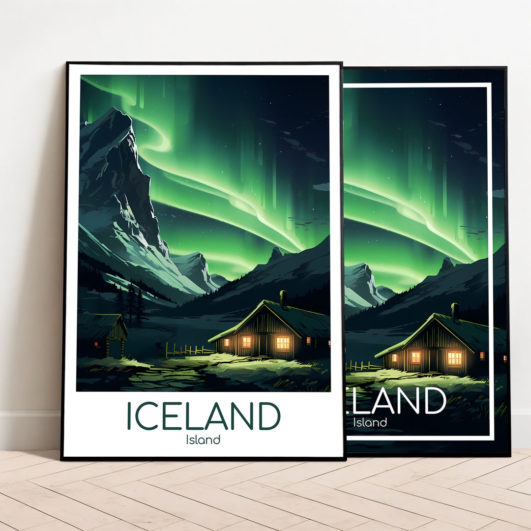 Iceland Travel Poster Iceland Poster Wall Art Vintage Poster Travel ...
