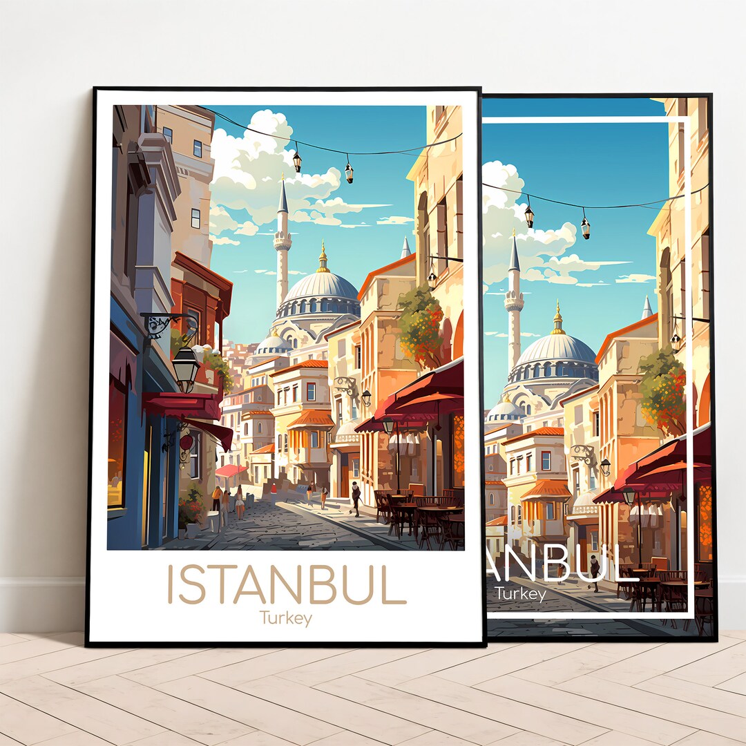 Istanbul Travel Poster Istanbul Poster Wall Art Türkiye Vintage Poster ...