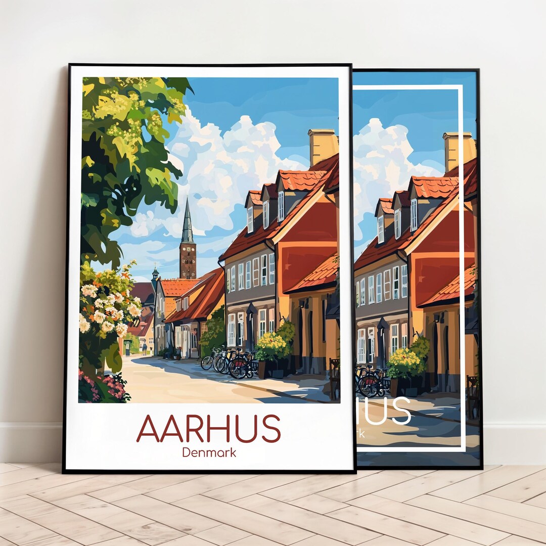 Aarhus Travel Poster Aarhus Poster Wall Art Denmark Vintage Poster ...