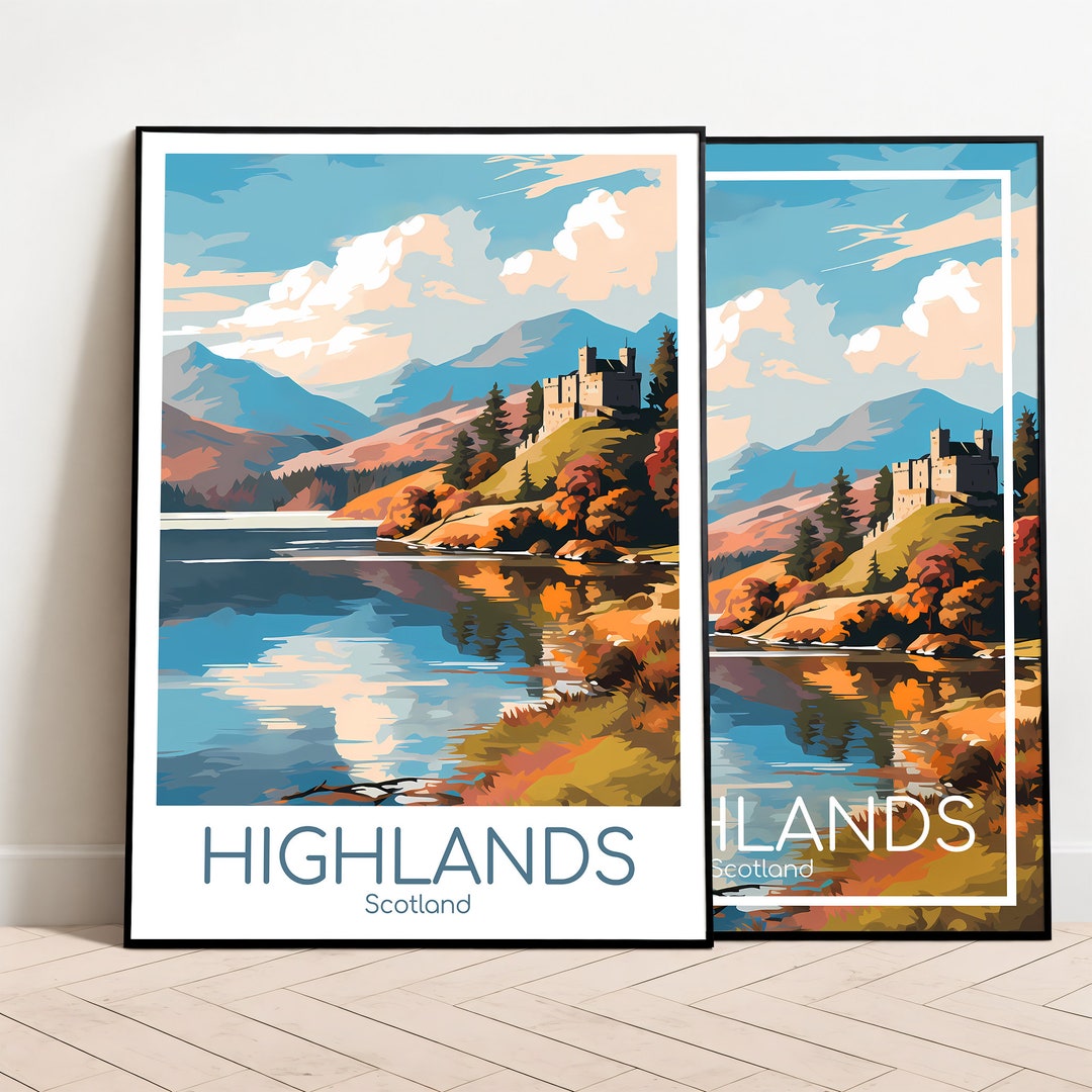 Highlands Travel Poster Highlands Poster Wall Art Scotland - Etsy
