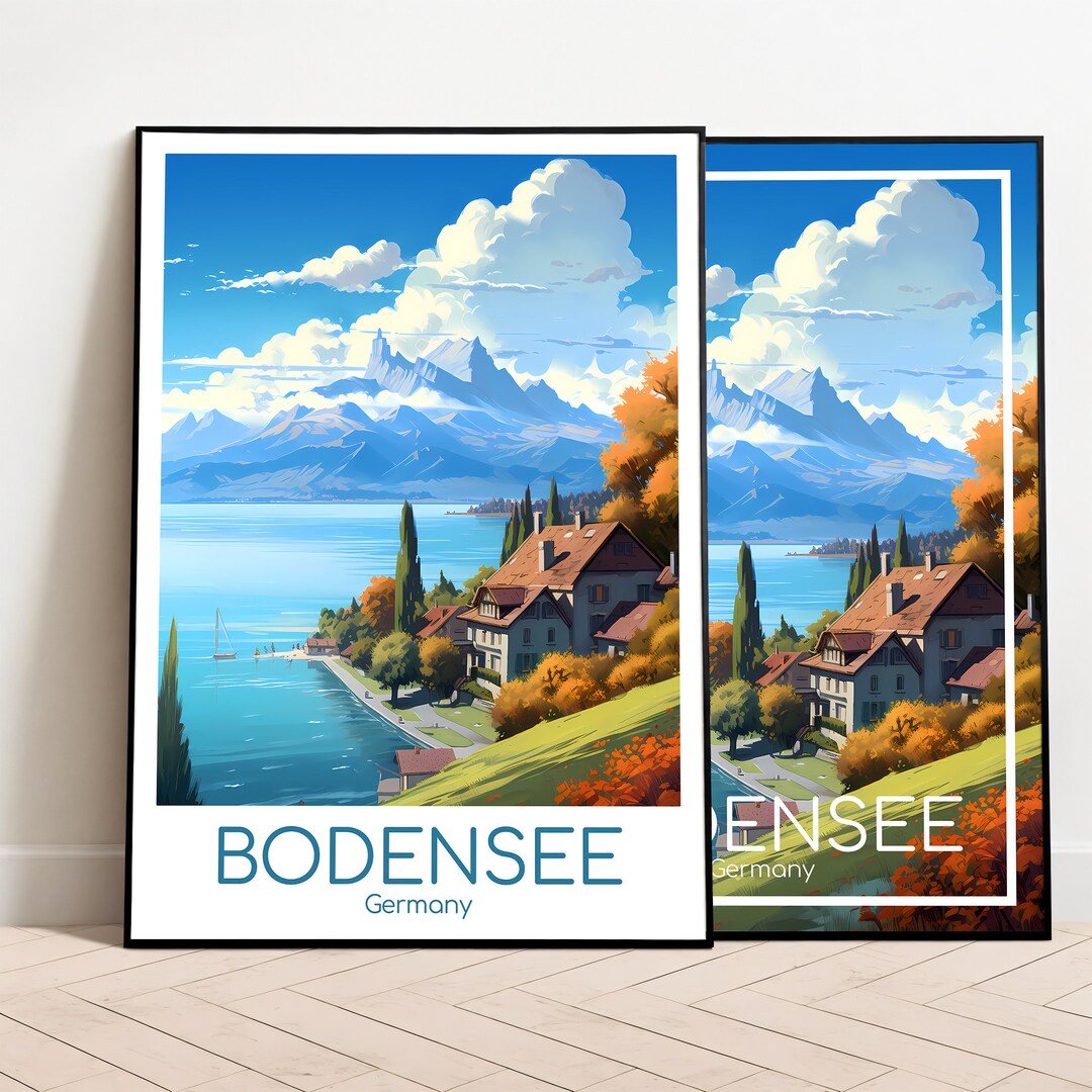 Lake Constance Travel Poster Lake Constance Poster Wall Art Germany ...