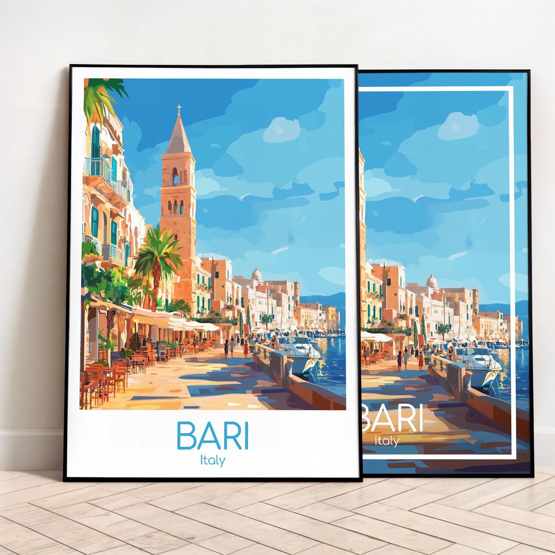 Bari Travel Poster Bari Poster Wall Art Italy Vintage Poster Bari ...
