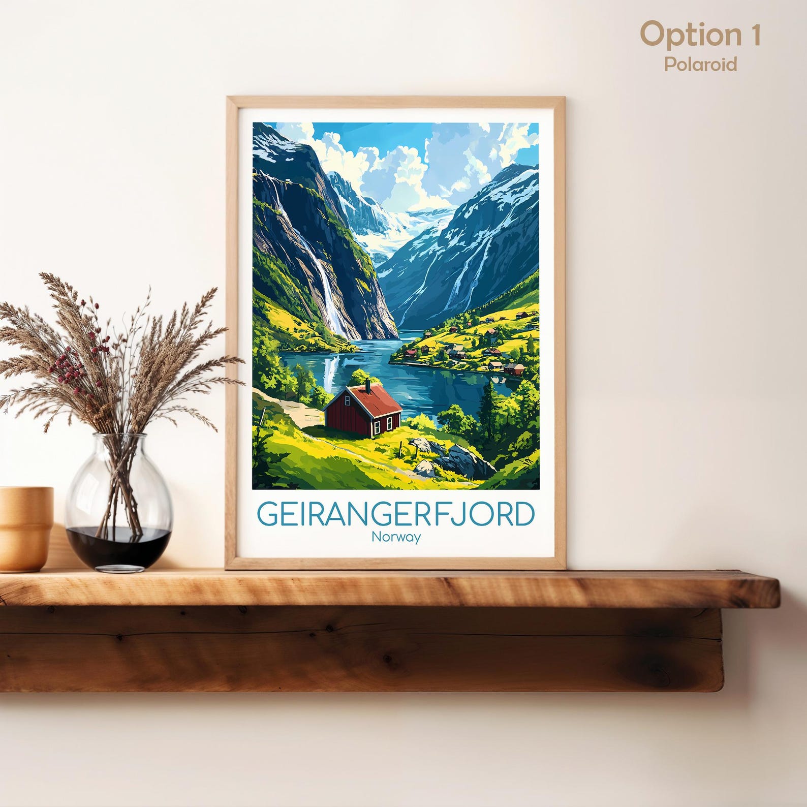 Geirangerfjord Travel Poster Norway Poster Wall Art Vintage ...