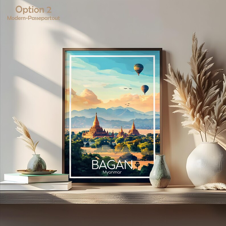 Bagan Travel Poster Bagan Poster Wall Art Myanmar Vintage Poster Bagan ...