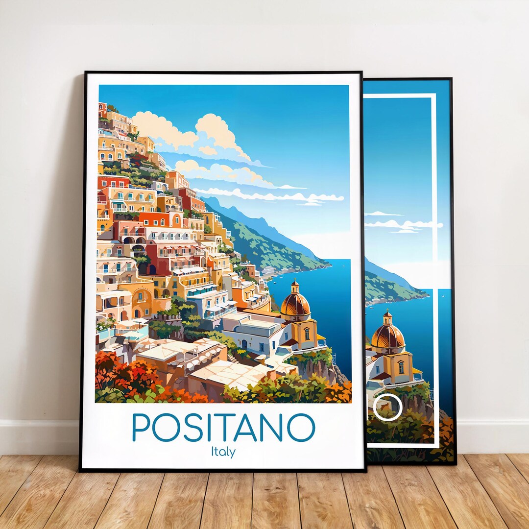 Positano Travel Poster, Positano Poster, Wall Art, Italy Vintage Poster ...