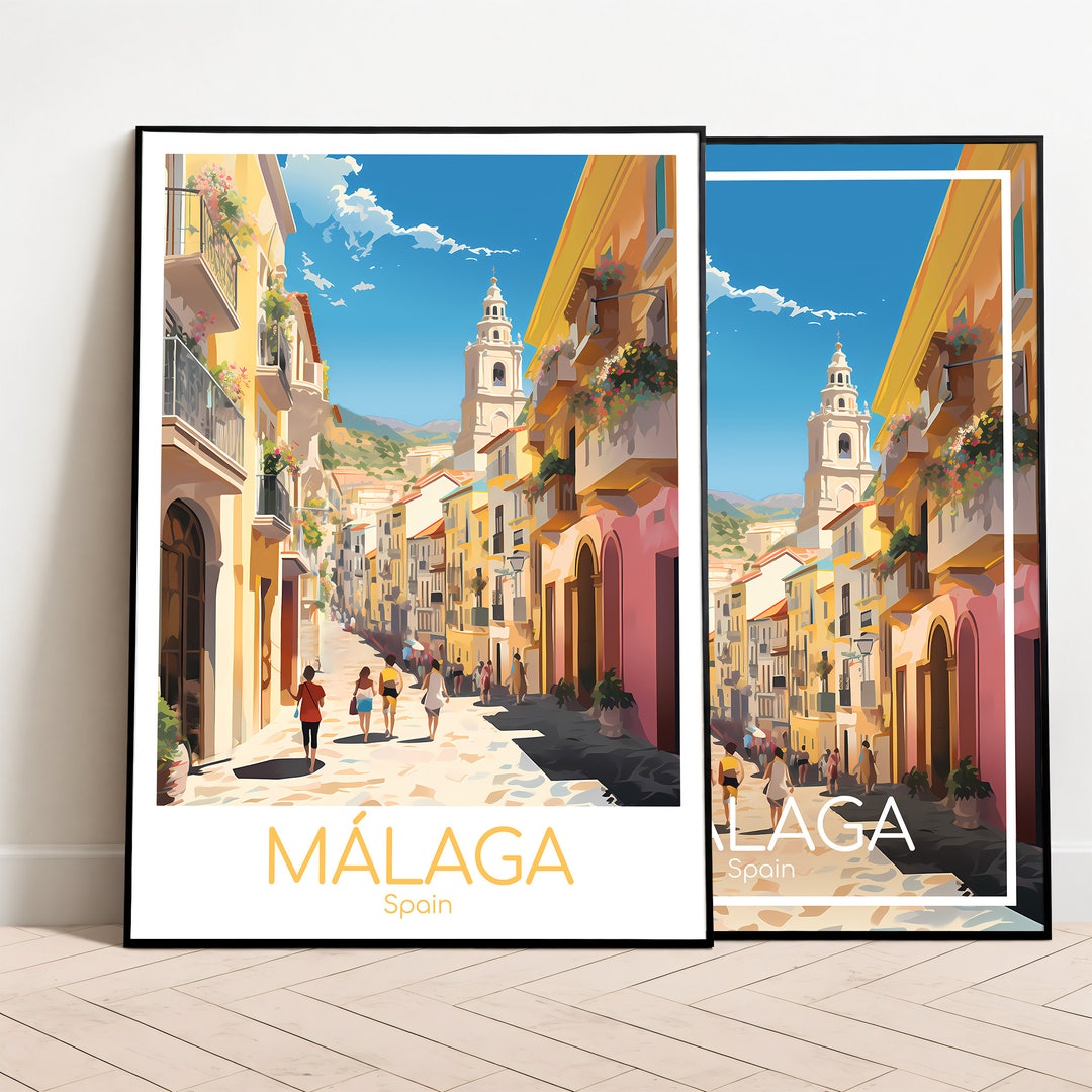 Malaga Travel Poster Malaga Poster Wall Art Spain Vintage Poster Travel ...
