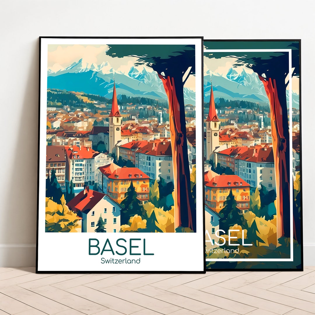 Basel Travel Poster Basel Poster Wall Art Switzerland Vintage Poster ...