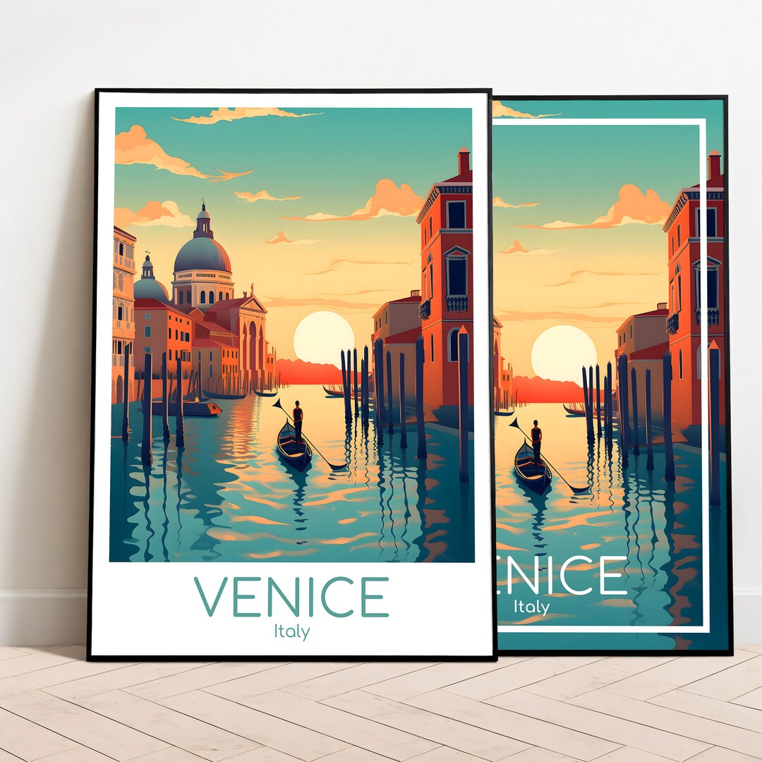 Venice Travel Poster Venice Poster Wall Art Italy Vintage - Etsy