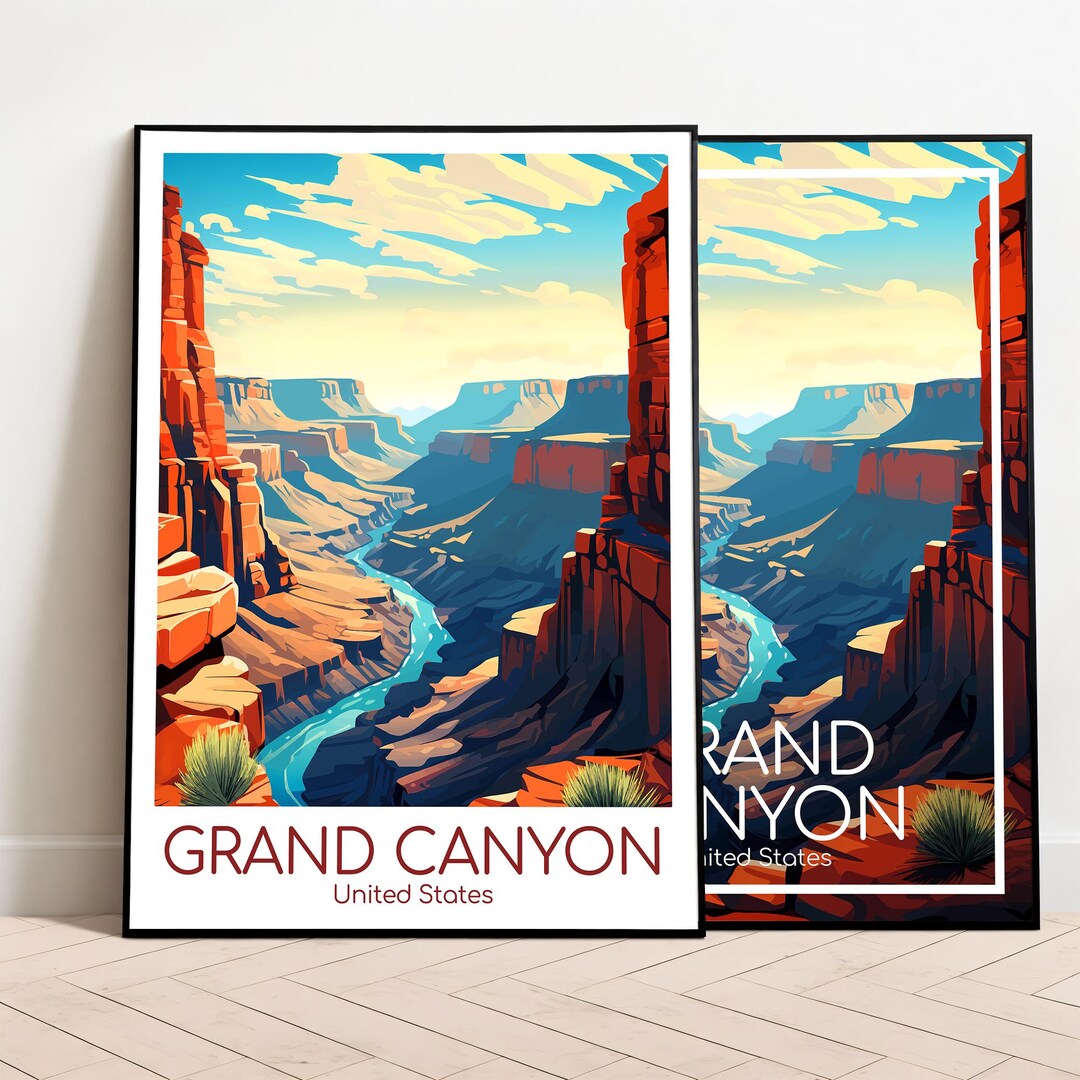 Grand Canyon Travel Poster Grand Canyon Poster Wall Art USA Vintage ...