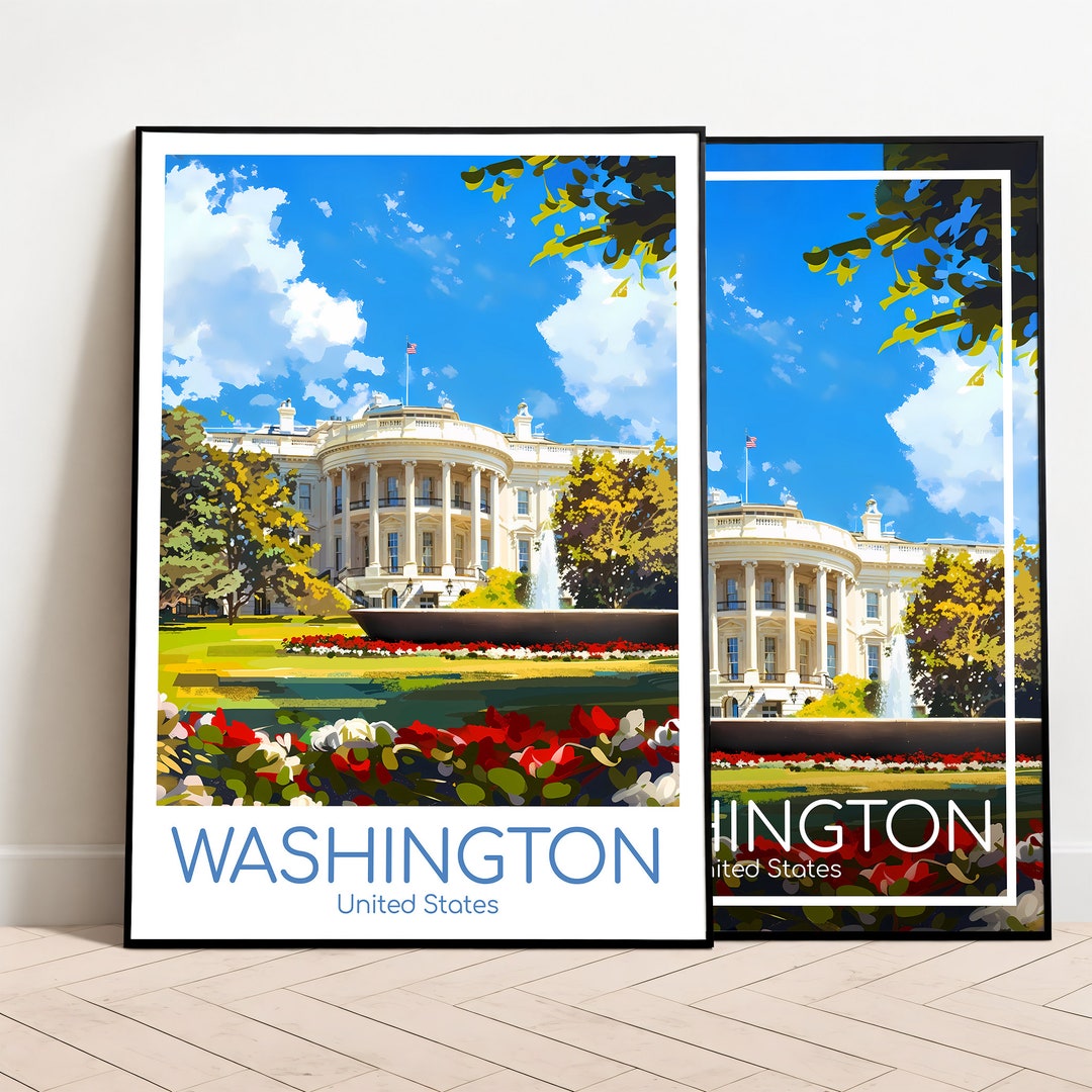 Washington Travel Poster Washington Poster Wall Art USA Vintage Poster ...