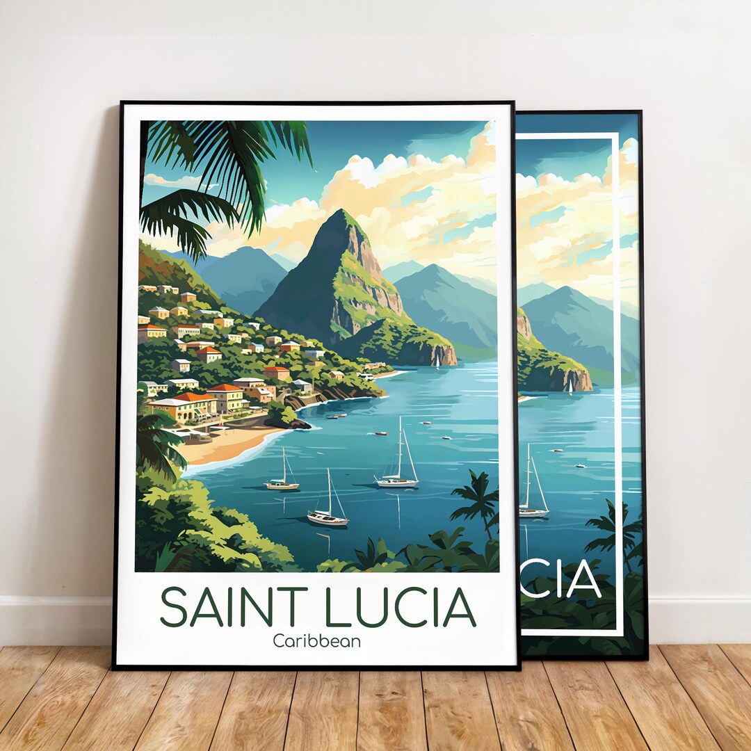 Saint Lucia Travel Poster, Saint Lucia Poster Wall Art, Caribbean ...