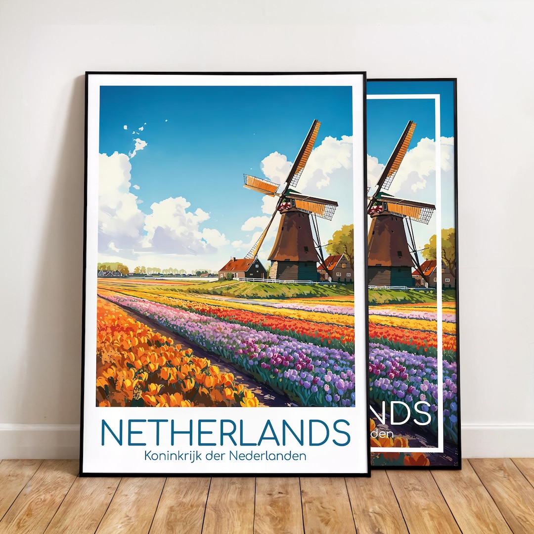 Netherlands Travel Poster Netherlands Poster Wall Art Vintage Poster ...