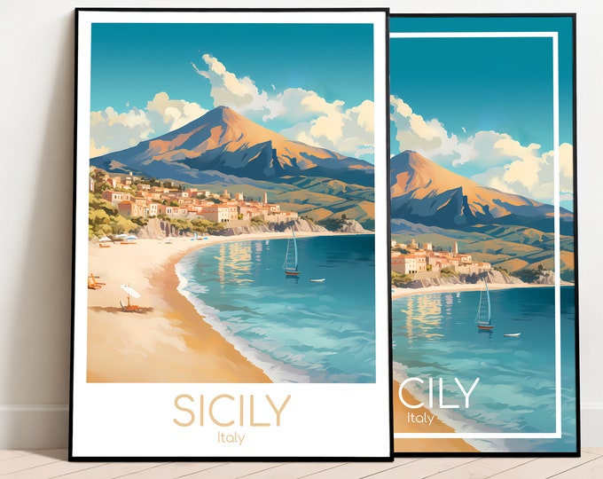 Sicily Taormina Italy, Watercolor Print of Sicily, Sicilian Art Print ...
