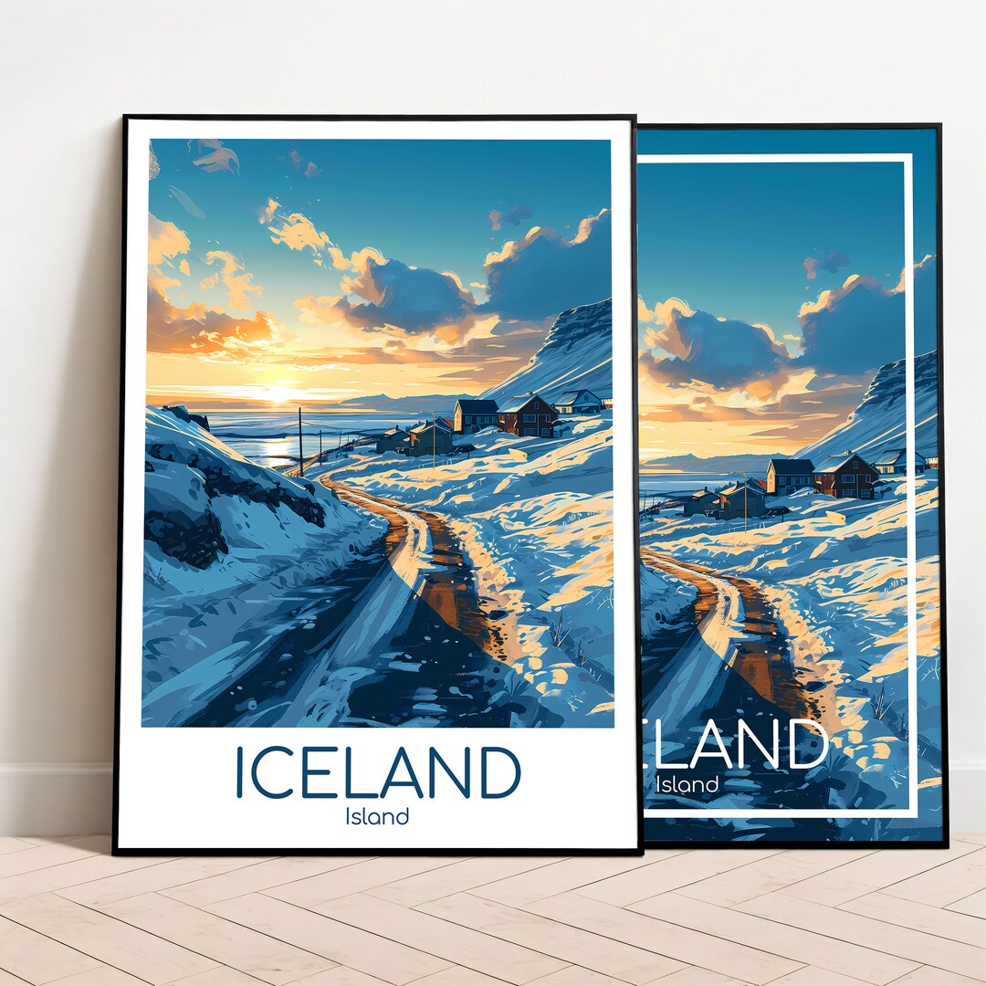 Iceland Travel Poster Iceland Poster Wall Art Vintage Poster Travel ...