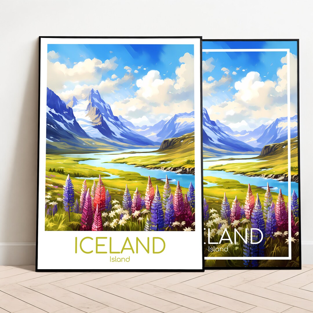 Iceland Travel Poster Iceland Poster Wall Art Vintage Poster Travel ...