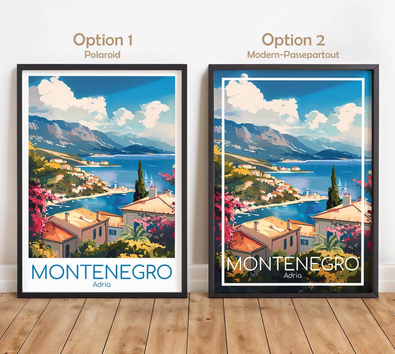 Montenegro Travel Poster, Montenegro Poster Wall Art, Adriatic Vintage ...