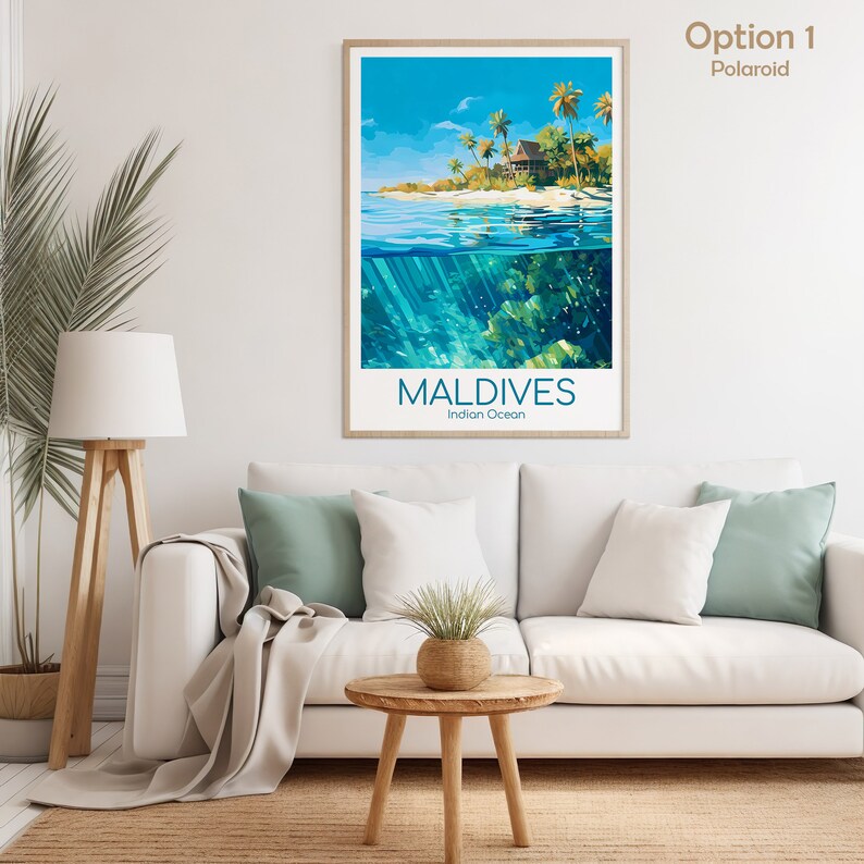 Maldives Travel Poster Maldives Poster Wall Art Indian Ocean Vintage ...