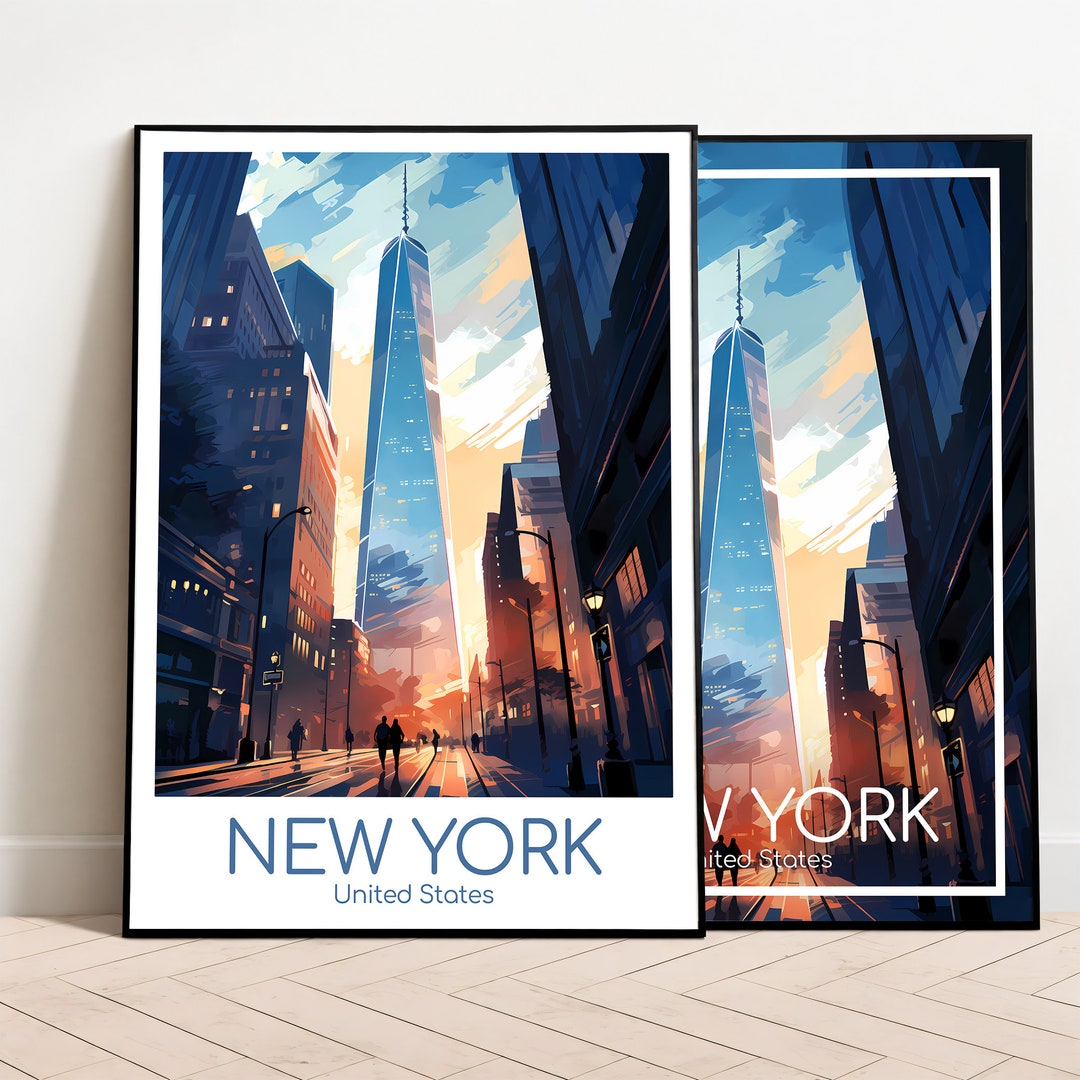New York Travel Poster Tower New York Poster Tower Wall Art USA Vintage ...