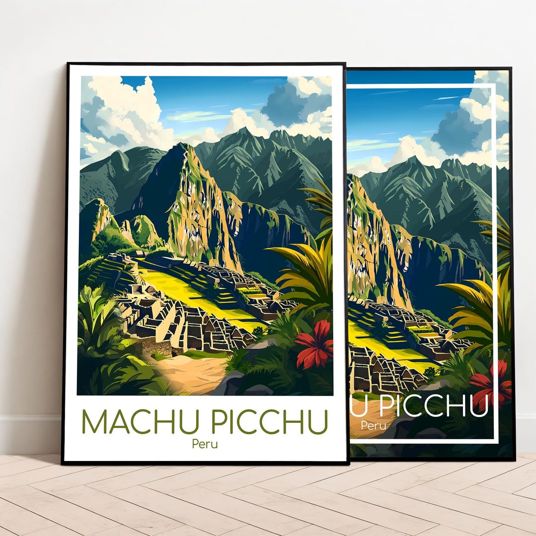 Machu Picchu Travel Poster Machu Picchu Poster Wall Art Peru Vintage ...