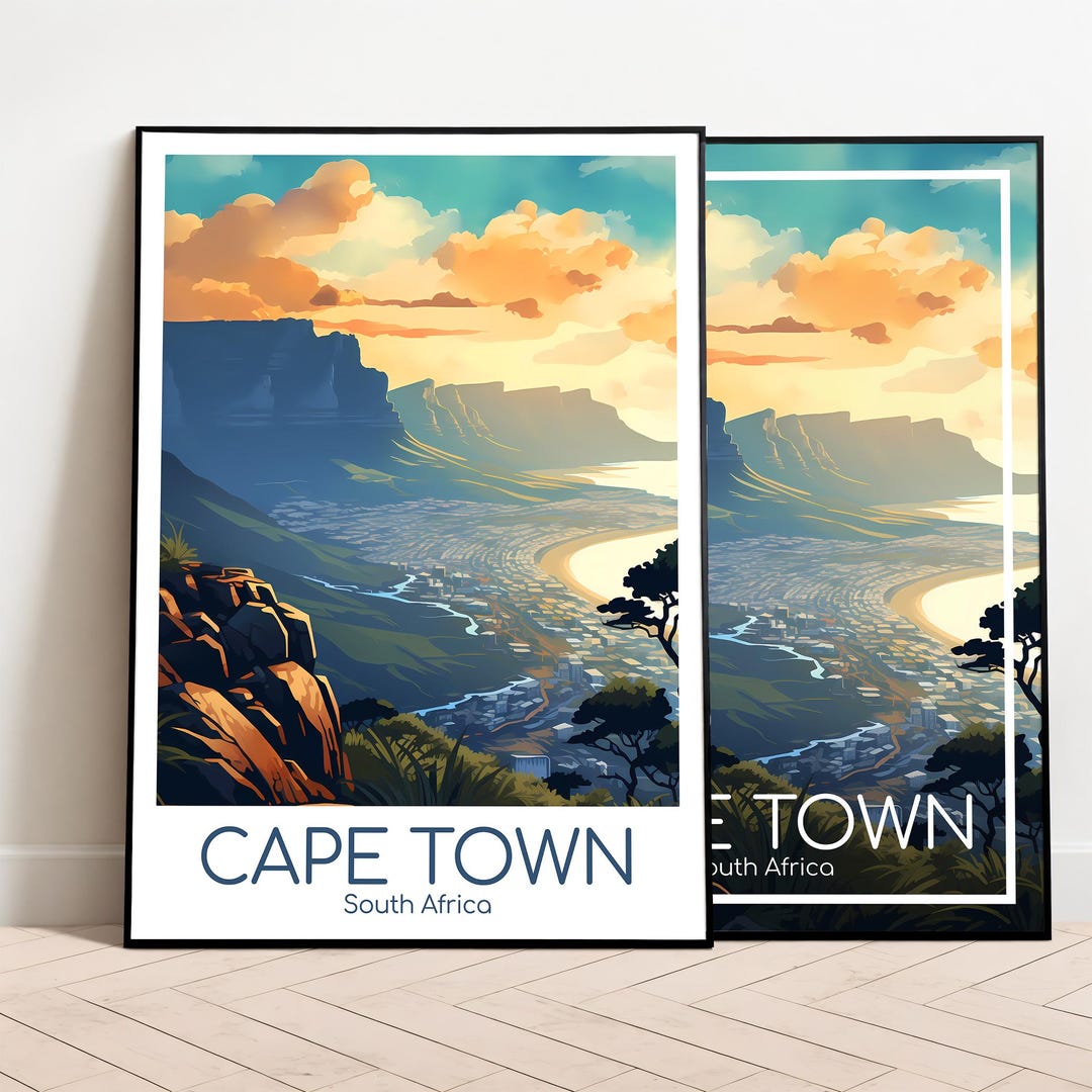 Cape Town Travel Poster Cape Town Poster Wall Art South Africa Vintage ...