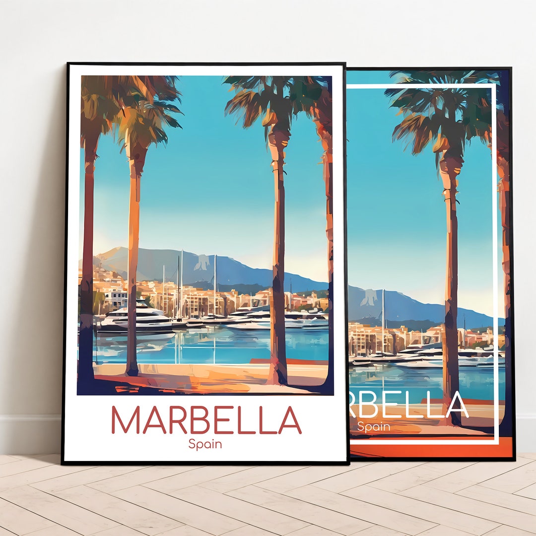 Marbella Travel Poster Marbella Poster Wall Art Spain Vintage Poster ...
