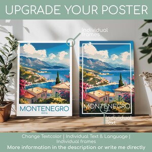Montenegro Travel Poster, Montenegro Poster Wall Art, Adriatic Vintage ...
