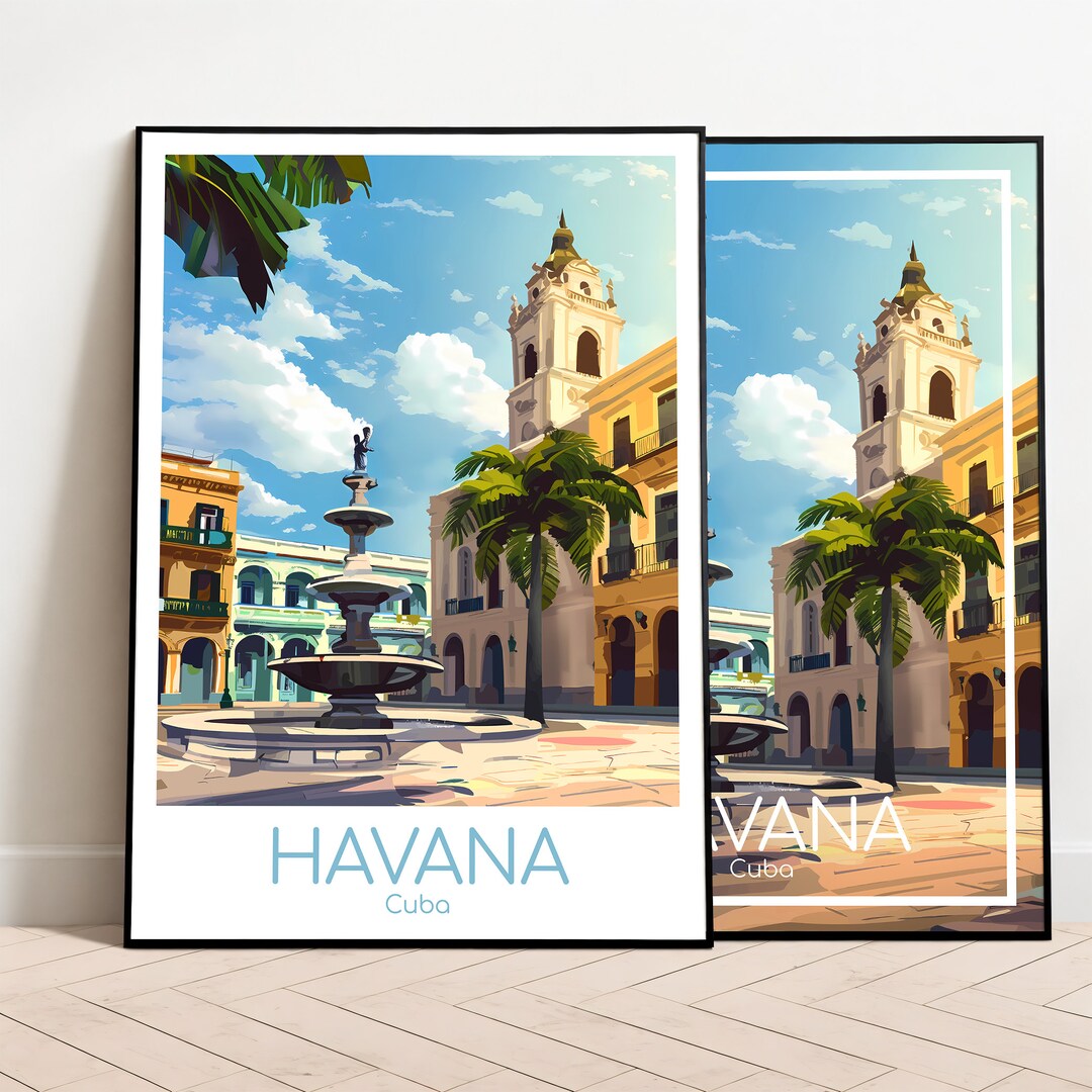 Havana Travel Poster Havana Poster Wall Art Cuba Vintage Poster Havana ...