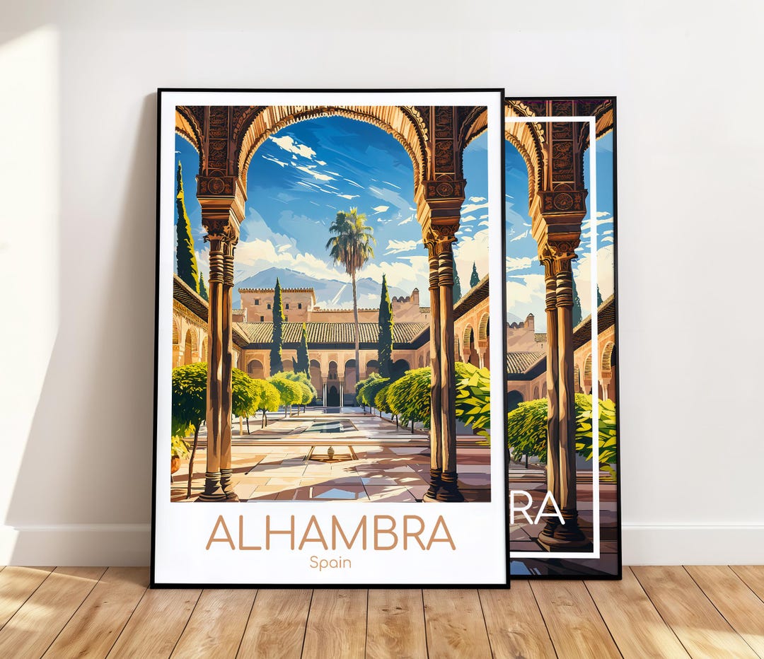Alhambra Poster Granada Alhambra Travel Poster Wall Art Spain Vintage ...