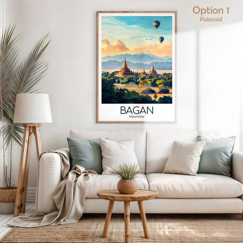 Bagan Travel Poster Bagan Poster Wall Art Myanmar Vintage Poster Bagan ...