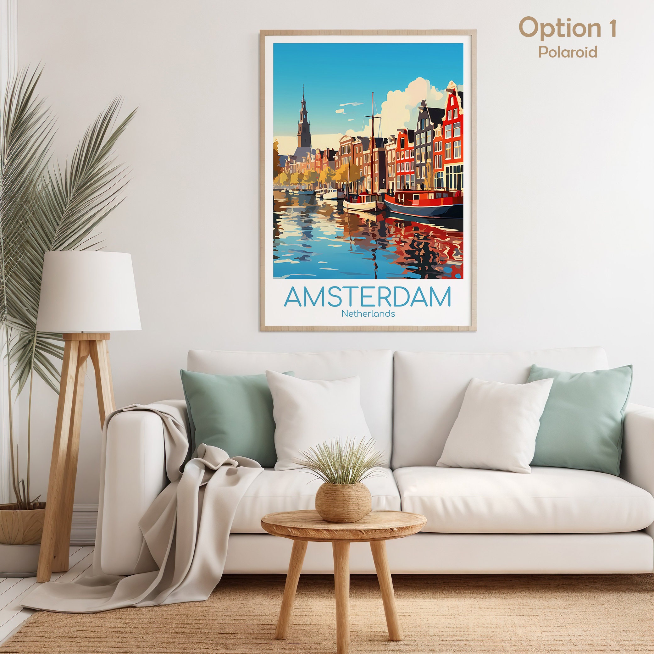 Amsterdam Travel Poster Amsterdam Poster Wall Art Netherlands Vintage ...