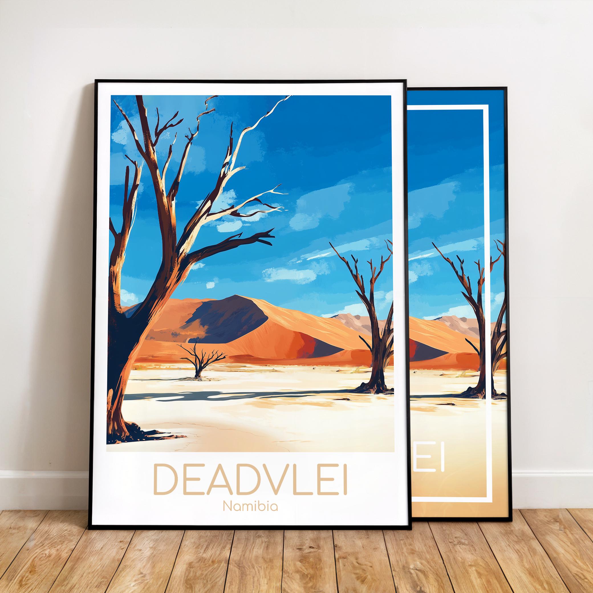 Deadvlei Travel Poster Deadvlei Poster Wall Art Namibia Vintage Poster ...